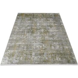Teppich Musterring "SINFONIA" Teppiche Gr. B/L: 240 cm x 340 cm, 8 mm, 1 St., grau (grau, grün) Esszimmerteppiche