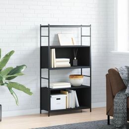 Bücherregal,Stahlgestell Bücherschrank für Wohnzimmer, Büro Schwarz 80x30x145,5 cm Holzwerkstoff und Eisen -BNC80151 - Schwarz