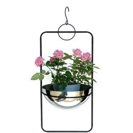 DanDiBo - Blumenampel Innen Metall Wand Hängepflanzen 67 cm 96083 l mit Topf Silber Pflanzenhänger Blumenhänger Topfhänger Blumen Blumentopfhänger
