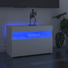 MAISONCHIC - TV-Lowboard für Wohnzimmer tv Schrank TV-Möbel mit LED-Leuchten Weiß 60x35x40 cm DE54077 - Weiß