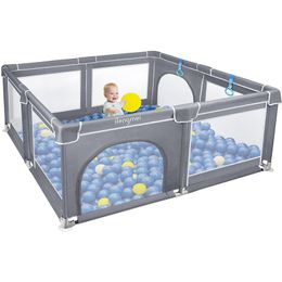 Laufgitter Baby Laufgitter Laufstall Absperrgitter 127x127cm Aktivitätszentrum mit Rutschfester Basis, atmungsaktivem Netz (127 x 127cm) Hengmei