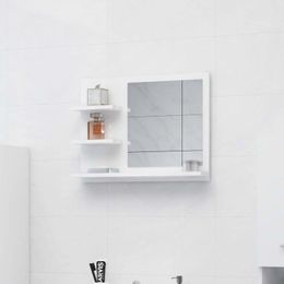 Badspiegel,Wandspiegel,Badzimmer Spiegel Hochglanz-Weiß 60x10,5x45 cm Holzwerkstoff AGHDE238617 MAISONCHIC