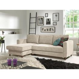 Jake - ecksofa mit schlaffunktion - mit bettkasten - 4-sitzer - aus velours - links - beige