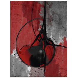 Glasbild Artland "Abstrakt in rot und schwarz" Bilder Gr. B/H: 60 cm x 80 cm, Glasbild Gegenstandslos Hochformat, 1 St., rot Glasbilder