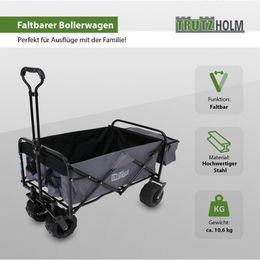 baumarktplus - Bollerwagen faltbar Breitreifen Grau, innen schwarz Falt-Bollerwagen