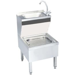 MAISONCHIC Gastro-Handwaschbecken mit Wasserhahn Waschbecken Aufsatzwaschtisch Waschschale für Badezimmer Freistehend Edelstahl DE57908