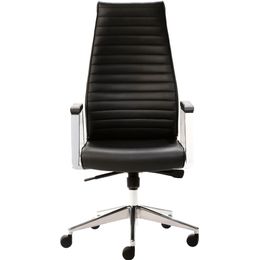 mayer Sitzmöbel Bürostuhl MAYER SITZMÖBEL Stühle Gr. B/H/T: 65 cm x 131 cm x 64 cm, Echtleder, schwarz (schwarz, alu poliert) Drehstühle