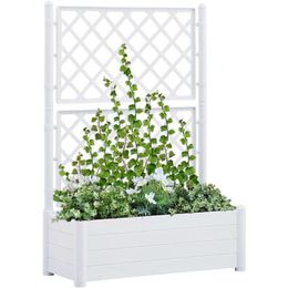 Pflanzkübel,Blumenkasten,Pflanzkasten mit Spalier 100x43x142 cm pp Weiß VMEC564574 MAISONCHIC