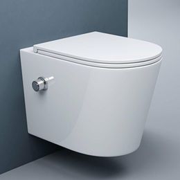 Dusch-WC spülrandlose Toilette mit Bidet-Funktion Tiefspüler mit Soft-Close weiß aus Keramik A601 - Doporro