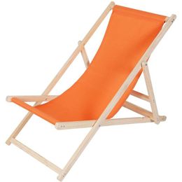 Mucola - Strandliege Holz Liegestuhl Gartenliege Sonnenliege Strandstuhl - klappbar - Orange