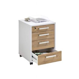 FMD MOBEL - Rollcontainer Schubladenwagen Druckerwagen für Büro fmd calvia Weiß / Alteiche