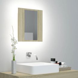 LED-Bad-Spiegelschrank, Badschrank mit Spiegel, Badezimmerschrank Sonoma-Eiche 40x12x45 cm Acryl KLI69944 MAISONCHIC
