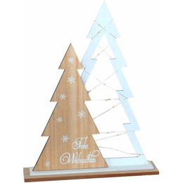 Design Decoration - X-Mas Weihnachtsbäume Batterie mit Lichterkette 15 led 40 cm - Natur, weiss
