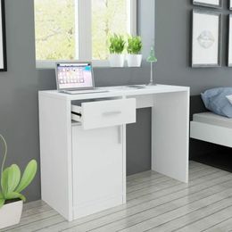 Computertisch,Schreibtisch,Bürotisch mit Schublade und Schrank Weiß 100x40x73 cm VMEC272571 MAISONCHIC