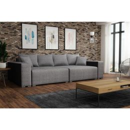 Fun Moebel - Big Sofa Couchgarnitur reggio Megasofa mit Schlaffunktion Schwarz-Grau