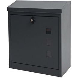 Neuwertig] xxl Briefkasten HHG 772, Firmenbriefkasten Postkasten, abschließbar pulverbeschichtet 52x44x25cm anthrazit-schwarz - black