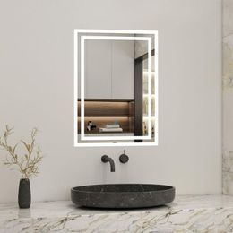 Led Badspiegel Lichtspiegel Wandspiegel Lichtspiegel Badezimmerspiegel mit Beleuchtung Touch-Schalter, 70 x 50 cm Beschlagfrei+Kaltweiß