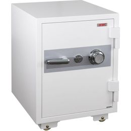 HHG - neuwertig] Tresor 401, feuerfest (60min) Safe Geldschrank Doppelbolzenverriegelung, 84kg Metall 68x48x47cm 48L weiß - white