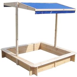 Melko - Sandkasten mit verstellbarem Dach 120 x 120 x 120 cm Sandbox Sandkiste (Blau)