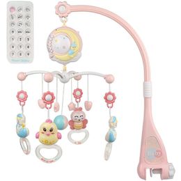 WYCTIN - Baby Mobile für Babybetten mit Musik, mobile baby rassel,baby Windspiel,Bettglocke,Rosa