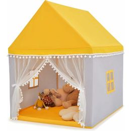 Goplus - Kinderzelt mit waschbarer Matte, Spielzelt für Maedchen & Jungen, Indoor & Outdoor,Konstruktion aus Massivholz, grosser Raum, Geschenk für
