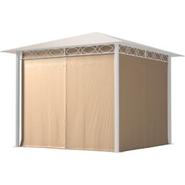 4 Seitenteile für Gartenpavillon Rendezvous Premium 3x3 m - Polyester ca. 160 g/m² mit Reißverschluss - cappuccino - cappuccino