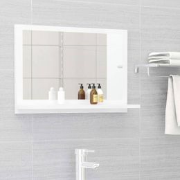 Badspiegel,Wandspiegel,Badzimmer Spiegel Hochglanz-Weiß 60x10,5x37 cm Holzwerkstoff AGHDE348455 MAISONCHIC