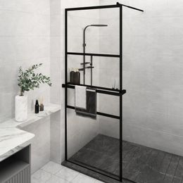 Duschwand mit Ablage für Walk-In-Dusche,Duschtrennwand,Duschabtrennung Schwarz 80x195 cm esg CIW95322 MAISONCHIC
