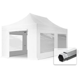 3x6 m Faltpavillon professional Alu 40mm, Seitenteile mit Panoramafenstern, weiß - weiß