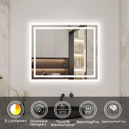 Acezanble - led Badspiegel Lichtspiegel Wandspiegel Lichtspiegel Badezimmerspiegel mit Beleuchtung Touch-Schalter, 60 x 50 cm Beschlagfrei+3