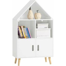 KMB58-W Kinderregal mit Haus-Design Bücherregal für Kinder Aufbewahrungsregal Spielzeugregal Kinderzimmer Möbel weiß bht ca.: 60x103x30cm - sobuy