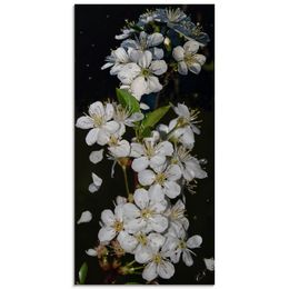 Glasbild Artland "Baumblüte" Bilder Gr. B/H: 50 cm x 100 cm, Glasbild Blumen Hochformat, 1 St., schwarz Glasbilder