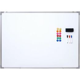 Neuwertig] Whiteboard HHG 831, Magnettafel Memoboard Pinnwand, inkl. Zubehör 110x80cm - white