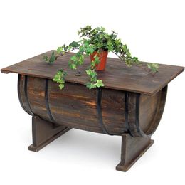 Couchtisch Wohnzimmer Vintage halbiertes Weinfass 5084-H 80 cm Tisch aus Holz Beistelltisch Weinregal Fass Bar - DanDiBo