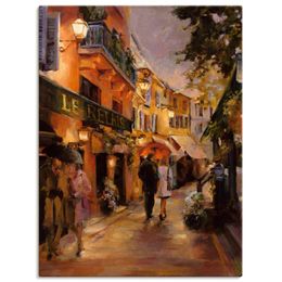 Wandbild Artland "Abend in Paris II" Bilder Gr. B/H: 90 cm x 120 cm, Leinwandbild Frankreich Hochformat, 1 St., rot Kunstdrucke