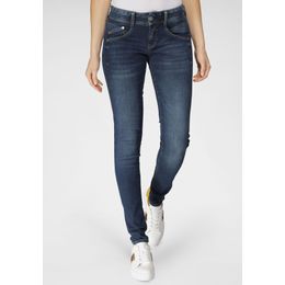 Slim-fit-Jeans Herrlicher "GILA SLIM REUSED DENIM" Gr. 25, Länge 32, blau (win x 030) Damen Jeans Röhrenjeans