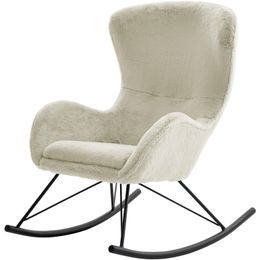 Schaukelstuhl MCA furniture "ORIOLO" Stühle Gr. B/H/T: 69 cm x 103 cm x 97 cm, Polyester, Metall, beige (creme, schwarz matt lackiert) Schaukelstühle