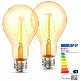 B.K.LICHT 2x led Leuchtmittel Filament Vintage Industrie Lampe E27 Retro Glühbirne ST64 4W - 30