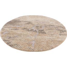 Teppich my home "Marmor" Teppiche Gr. L: 190 cm Ø 190 cm, 12 mm, 1 St., beige (natur) Esszimmerteppiche