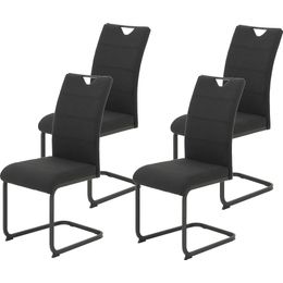 Freischwinger Hela "MARS" Stühle Gr. 4 St., Webstoff, grau (anthrazit, schwarz) Freischwinger