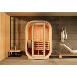 Innensauna Elipso s, Sauna mit Glasfront, 42 mm Wandstärke, 2 Personen - ohne Farbbehandlung - FinnTherm