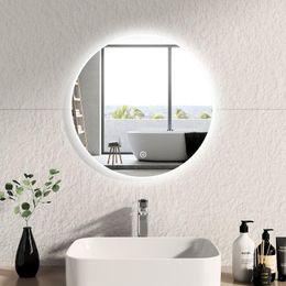 Badspiegel mit Beleuchtung Badezimmerspiegel Wandspiegel, Stil 3, ф50cm, Runder Spiegel mit Touch - Emke