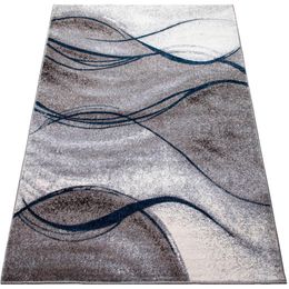 Teppich Home Affaire "Tritom" Teppiche Gr. B/L: 240 cm x 320 cm, 9 mm, 1 St., blau Esszimmerteppiche mit besonders weichem Flor, Kurzflor, modernes Wellen Muster