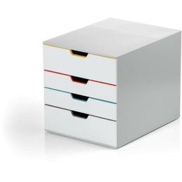 Schubladenbox A4 (Varicolor Mix) 4 Fächer, mit Etiketten zur Beschriftung, mehrfarbig, 762427 - Durable