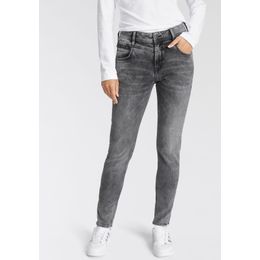 Slim-fit-Jeans Herrlicher "PEPPY SLIM RECYCLED DENIM" Gr. 26, Länge 30, grau (silent 730) Damen Jeans Röhrenjeans