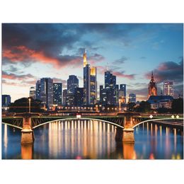 Wandbild Artland "Frankfurt am Main Skyline II" Bilder Gr. B/H: 120 cm x 90 cm, Alu-Dibond-Druck Deutschland Querformat, 1 St., blau Kunstdrucke