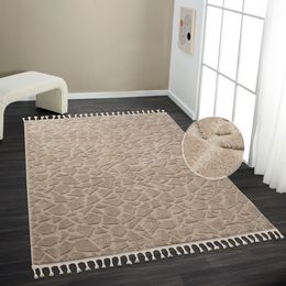 Teppich Home Affaire "»Geron« in Stein-Optik" Teppiche Gr. B/L: 240 cm x 320 cm, 19 mm, 1 St., beige (sand) Esszimmerteppiche
