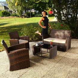 Mucola - 4-TLG rattansofa set sitzgarnitur gartenmöbel polyrattan sofa möbel lounge M01