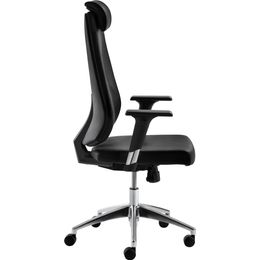 mayer Sitzmöbel Bürostuhl MAYER SITZMÖBEL Stühle Gr. B/H/T: 66 cm x 132 cm x 67 cm, Echtleder, schwarz (schwarz, alu poliert) Drehstühle