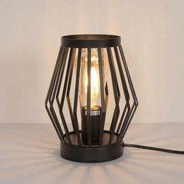 Delaveek - Vintage Cage Tischlampe Nachttischlampe E27 Basis Für Schlafzimmer, Wohnzimmer, Büro Schwarz